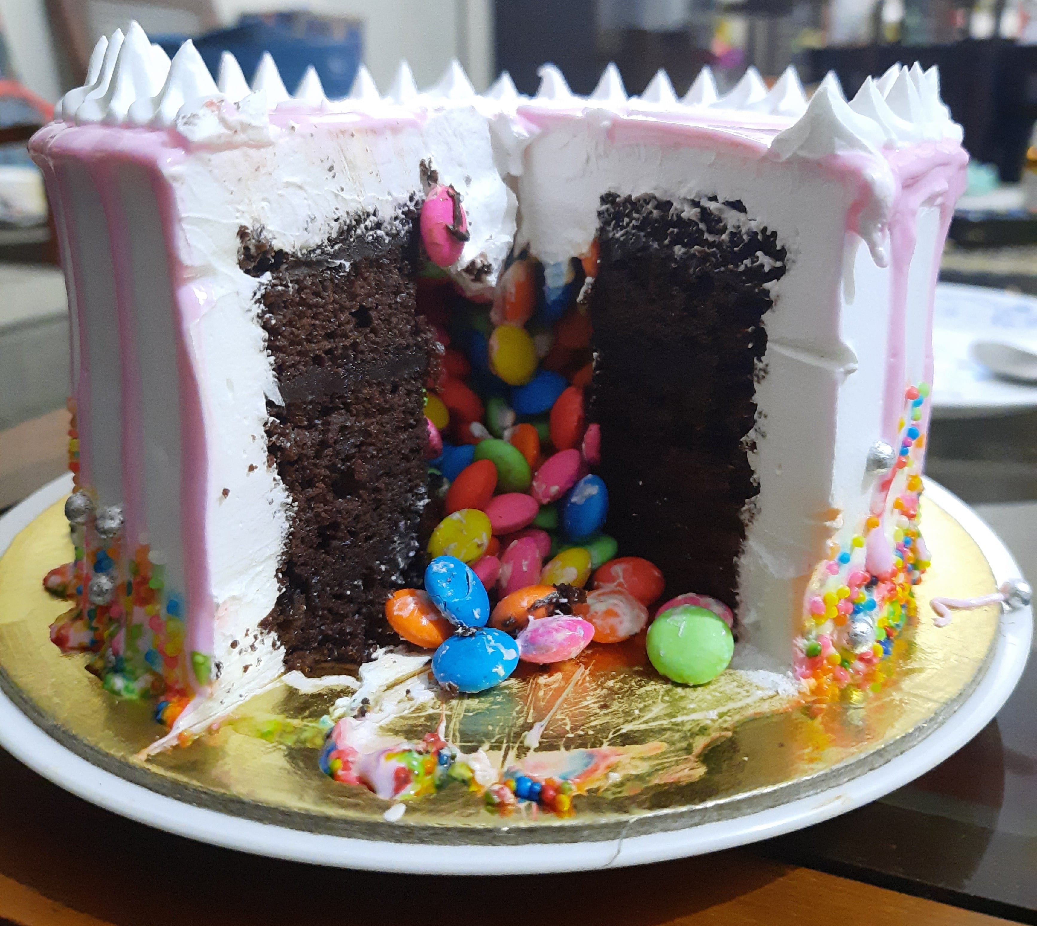 Buy Chocolate Cake With Gems Inside 1 kg-Chocolate Gems Suprise Cake