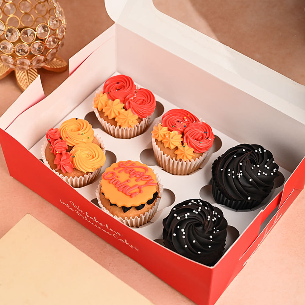 Buy Set Of Six Diwali Theme Cupcakes-Festive Cupcake Galore