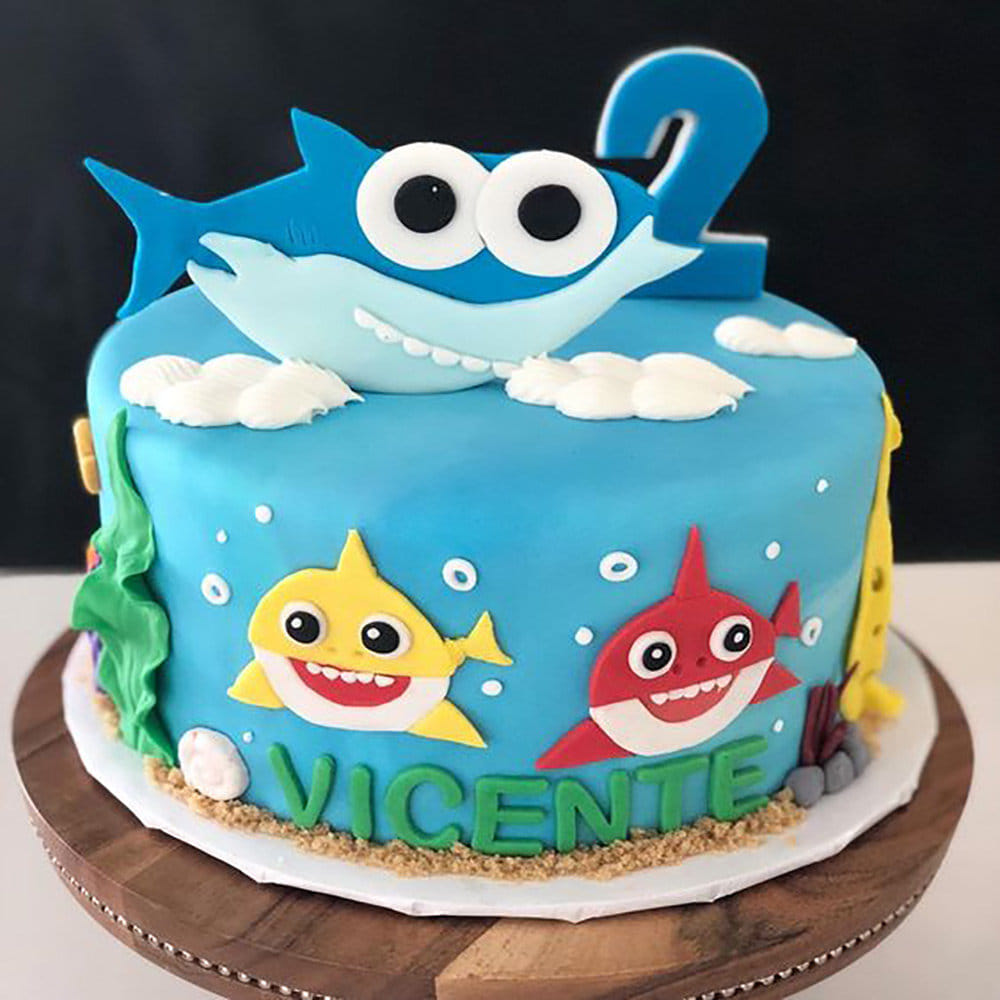 Buy Smiling Baby Sharks Fondant Cake-Smiling Baby Sharks Fondant Cake