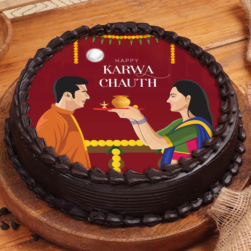 Buy Karwa Chauth Custom Photo Cake-Sweet Karwa Chauth Cake