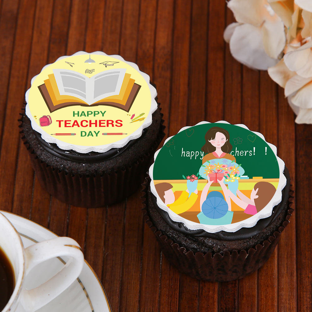 Buy Delectable Set of Two Teachers Day Cup Cakes-Teachers Day Cupcakes